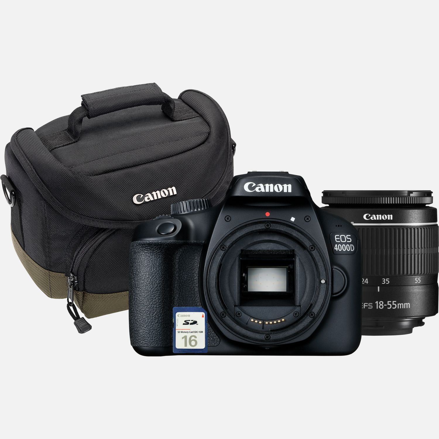 Canon EOS 4000D zwart + EF-S 18-55mm III-lens + tas + SD-kaart in ...