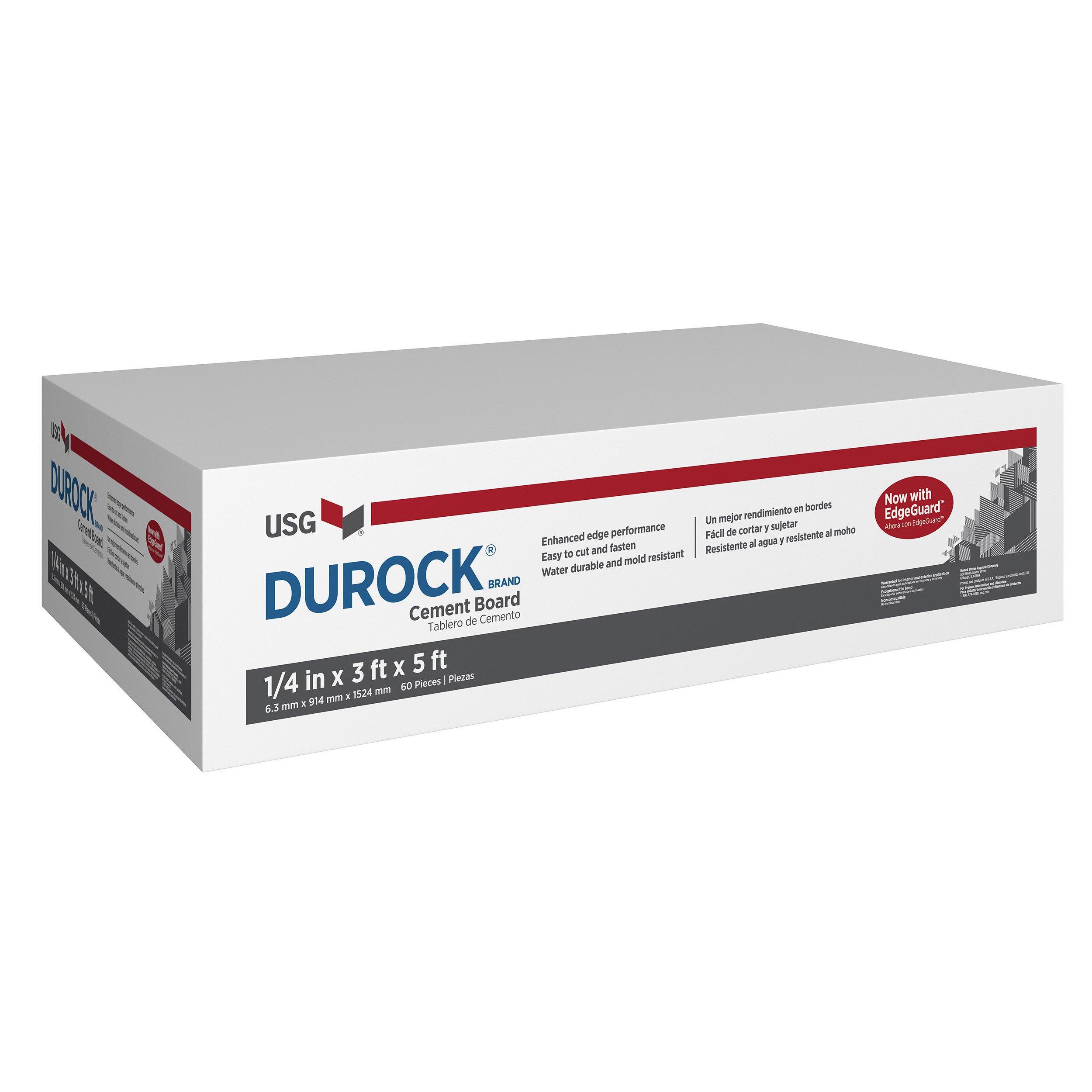 Durock Cement Board with EdgeGuard - 3ft. x 5ft x 1/4in. - 100517499 ...