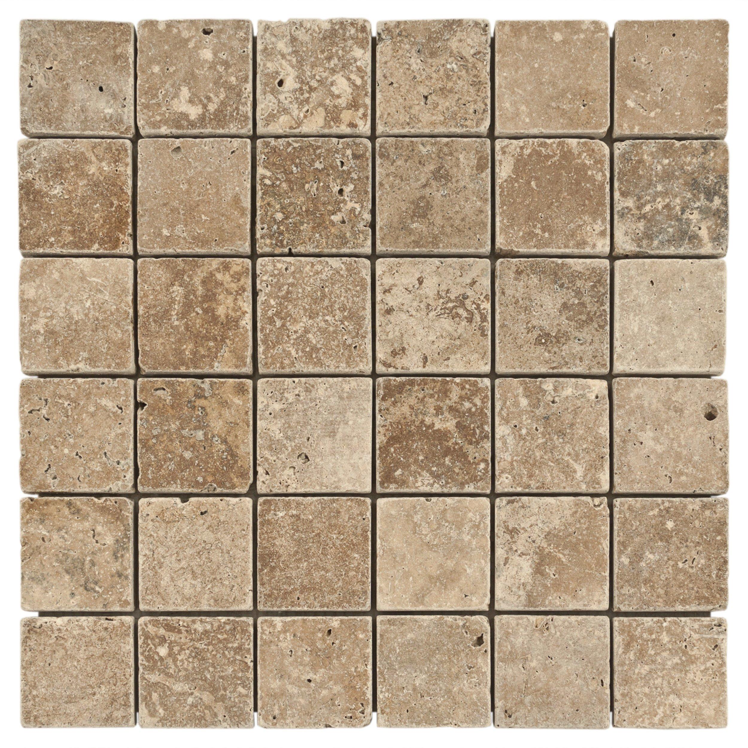 Noce Tumbled Travertine Tile - 12 x 12 - 922100287 | Floor and Decor